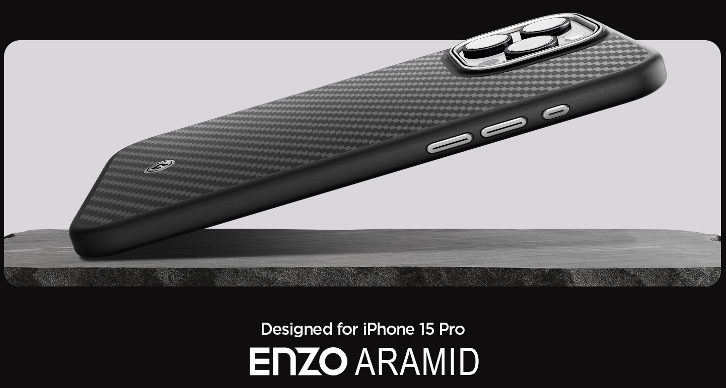 Spigen® Enzo Aramid ACS07045, maska za iPhone 15 Pro – Matte Black ...
